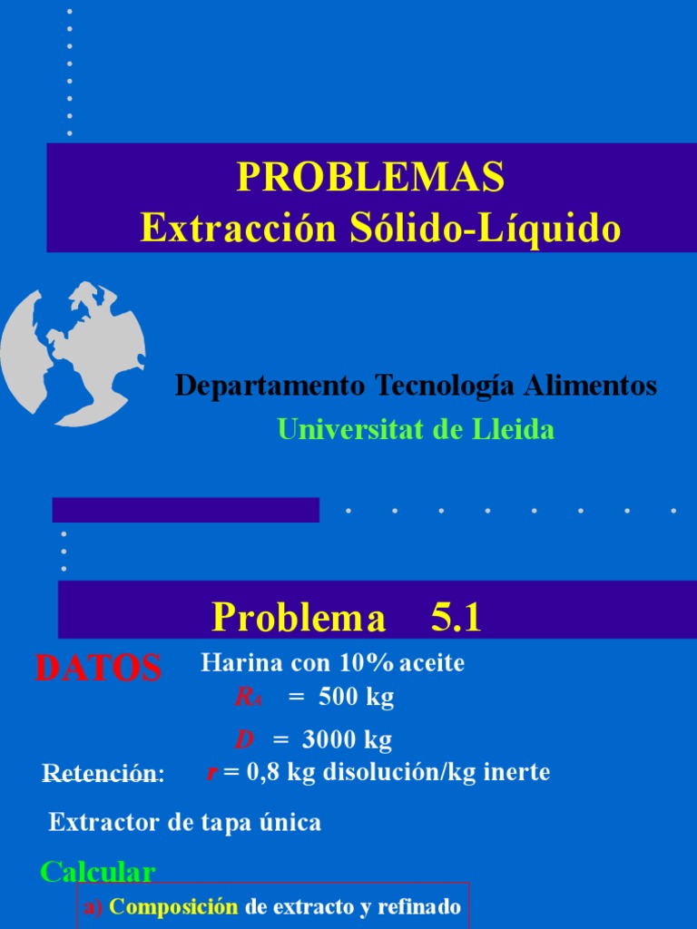 Cálculos de Extracción Sólido-Líquido | PDF | Mezclas Químicas ...