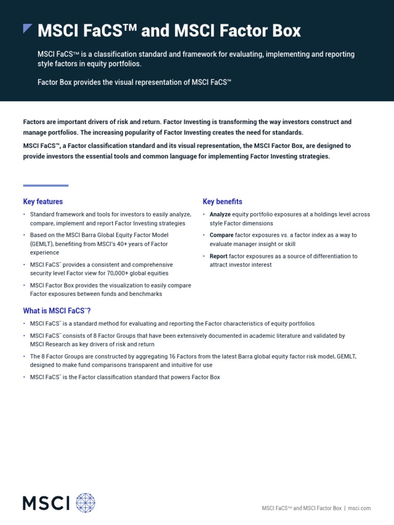 MSCI FaCS and MSCI FactorBox | PDF | Msci | Investing