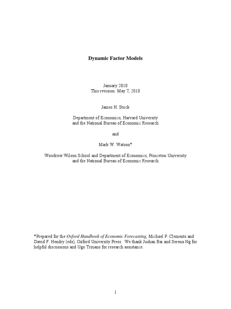 Dynamic Factor Models M Watson | PDF | Principal Component Analysis ...