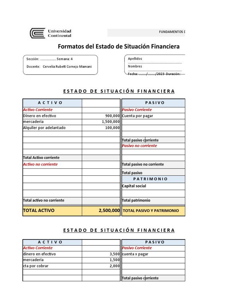 Formatos de Los EEFF | PDF