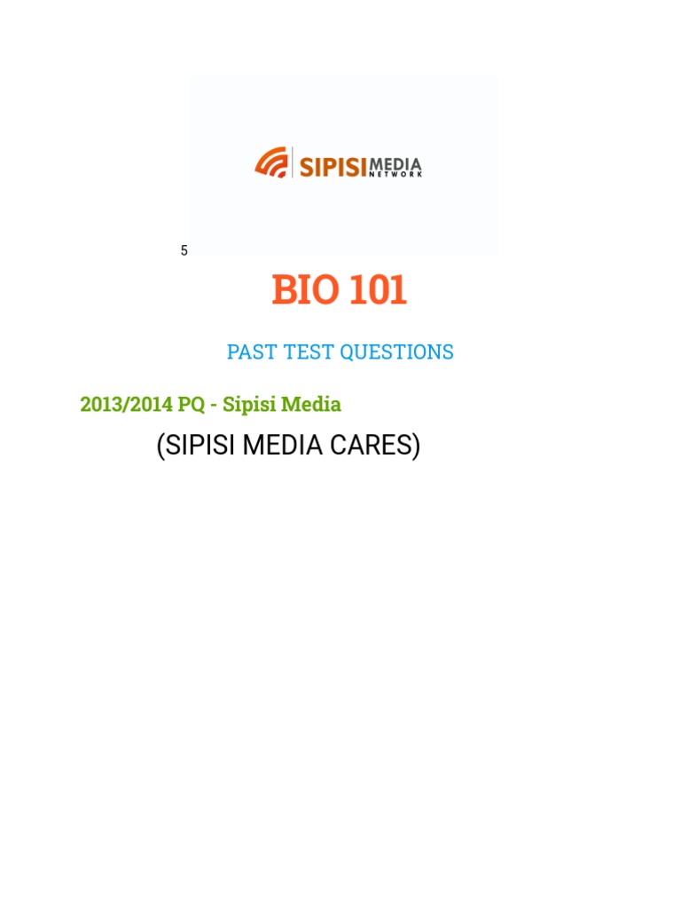 Bio 101 Past Test Questions | PDF | Organisms | Biology