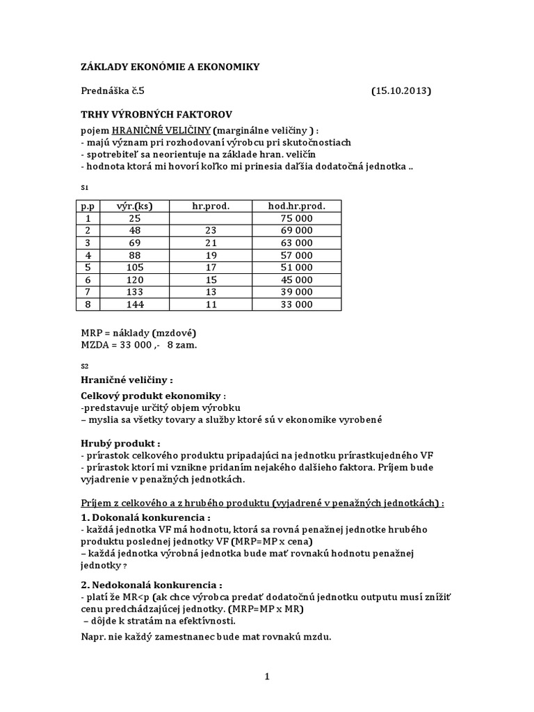 Základy Ekonómie A Ekonomiky P.č.5 | PDF