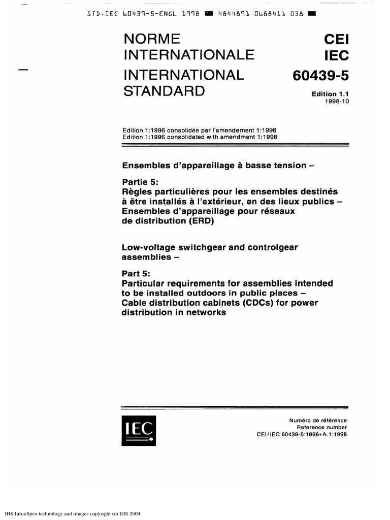 IEC 60439-5-LV SWG-Cable Cabinets | PDF