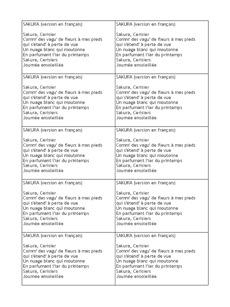 Sakura Paroles en Français | PDF