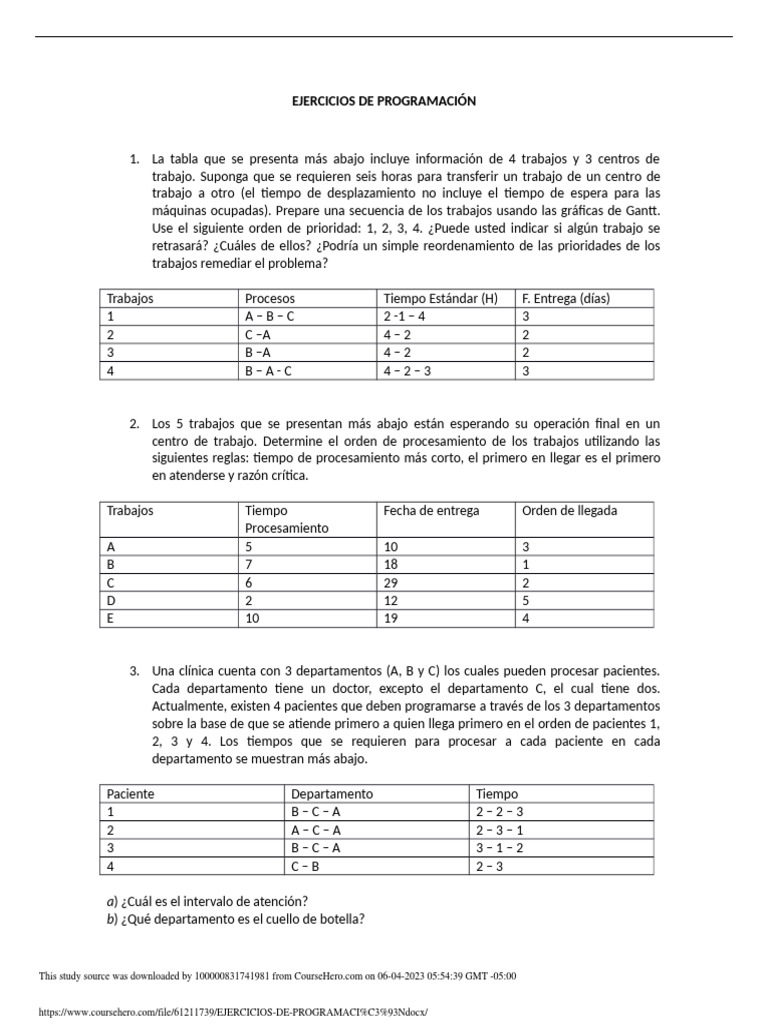Ejercicios de Programaci N | PDF