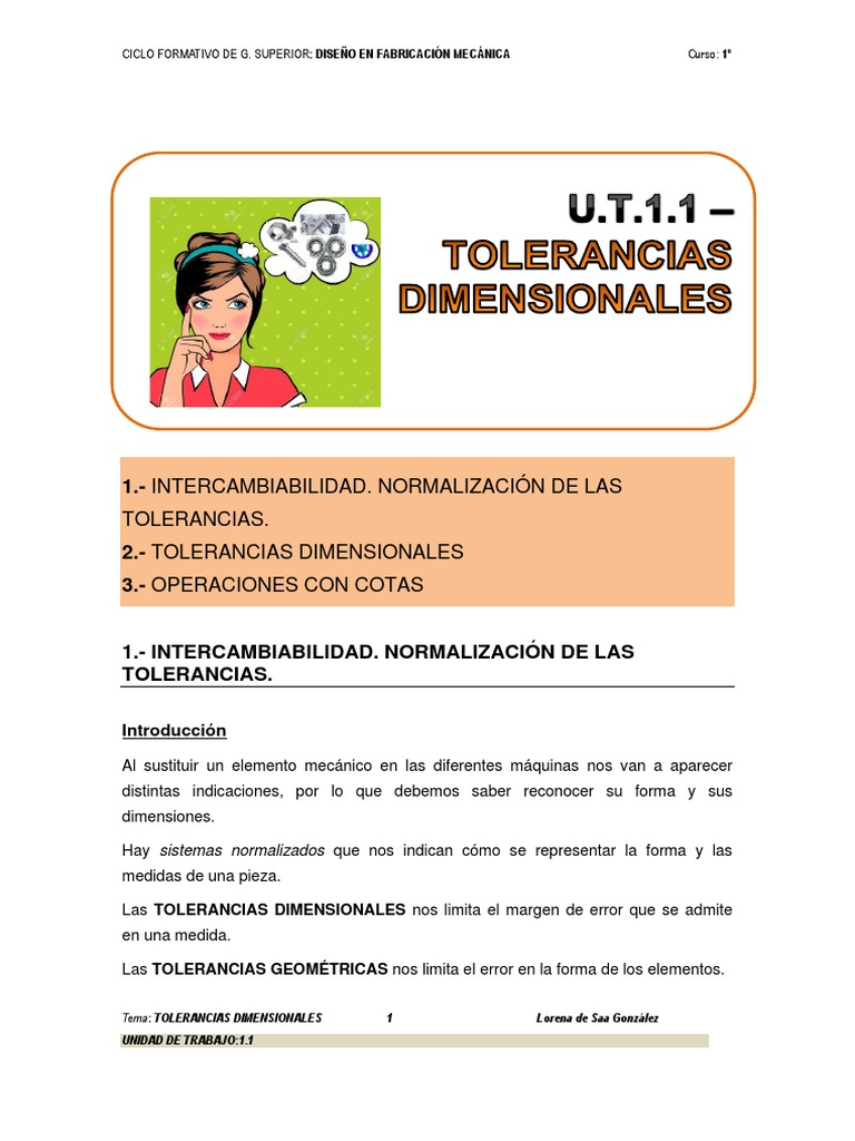 U.T. 1.1 - Tol - Dim | PDF | Tolerancia de ingeniería | Rodamiento (Mecánico)