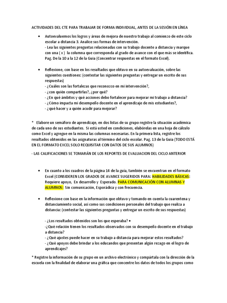 Actividades para Trabajar de Forma Individual | PDF | Evaluación ...