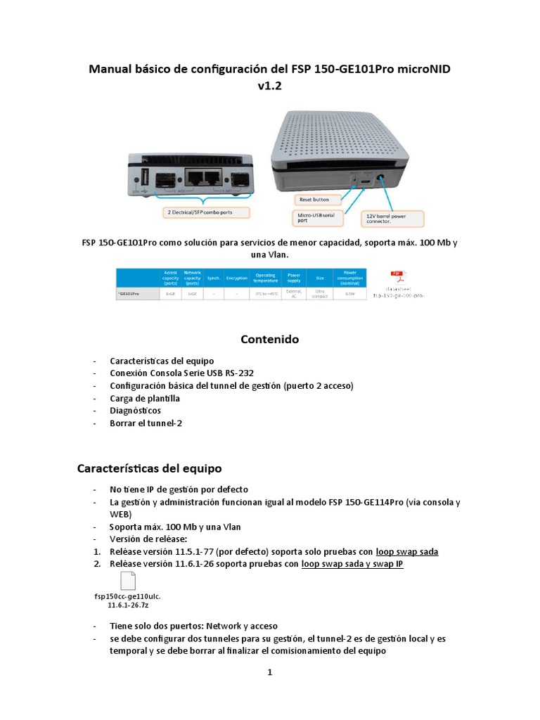 Manual Básico NID ADVA FSP 150-GE101Pro | PDF | Transmisión de datos ...