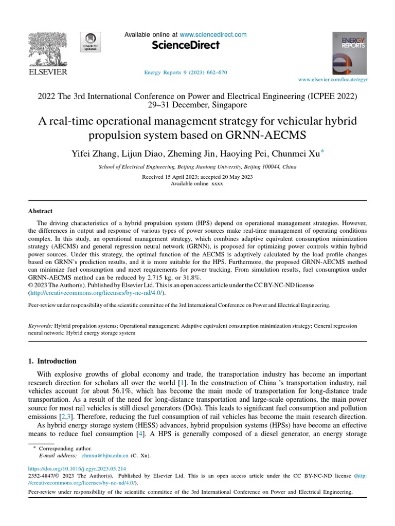 A Real-Time Operational Management Strategy For Vehicular Hybrid | PDF