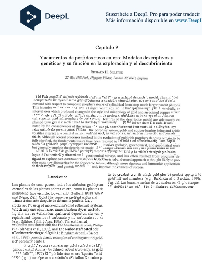 Sillitoe 2000 Gold Rich Porphyry Deposits Es | PDF | Química | Naturaleza