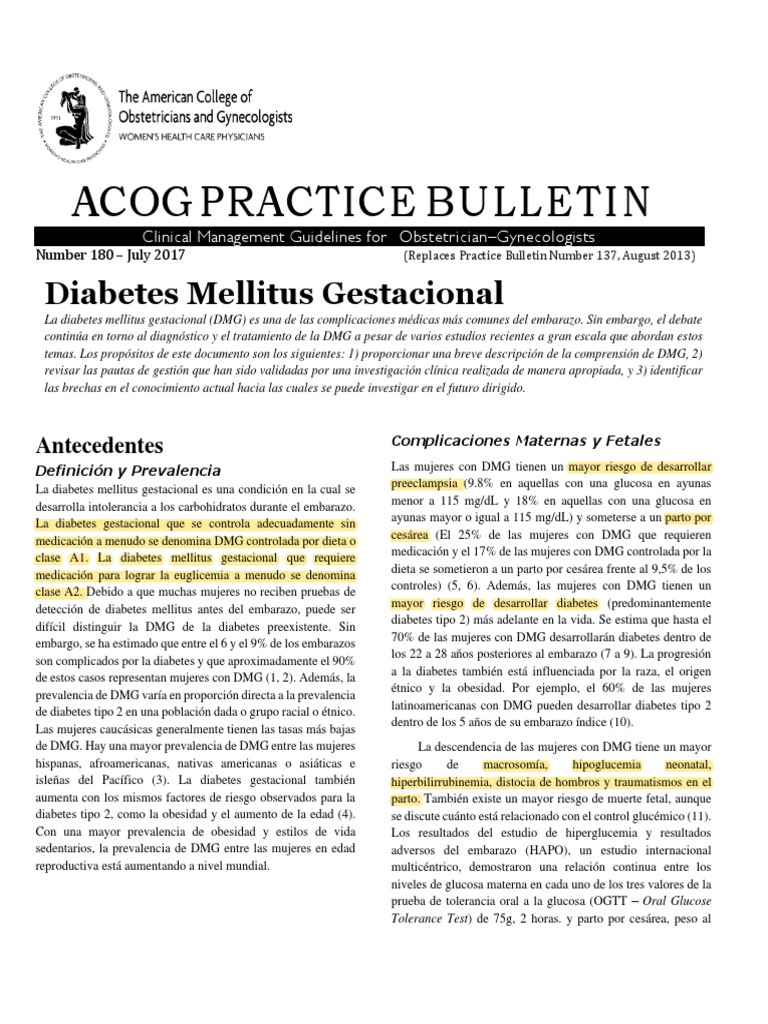 DIabetes Mellitus Gestacional ACOG | PDF