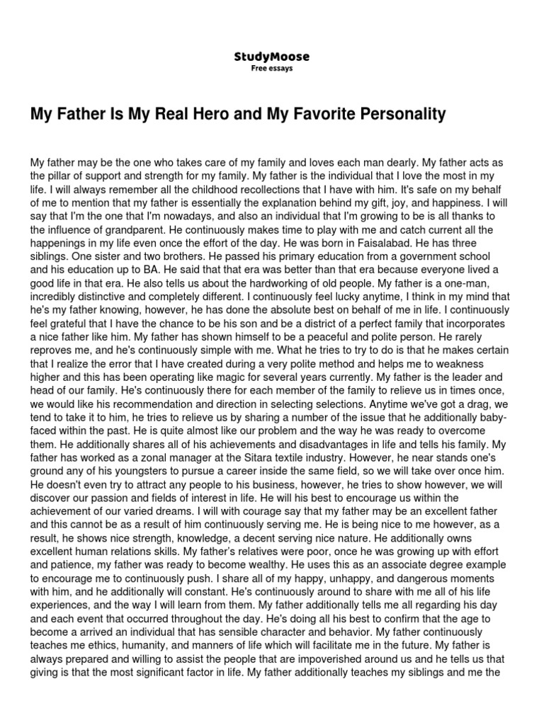 My Father Is My Real Hero and My Favorite Personality | PDF | Psychology