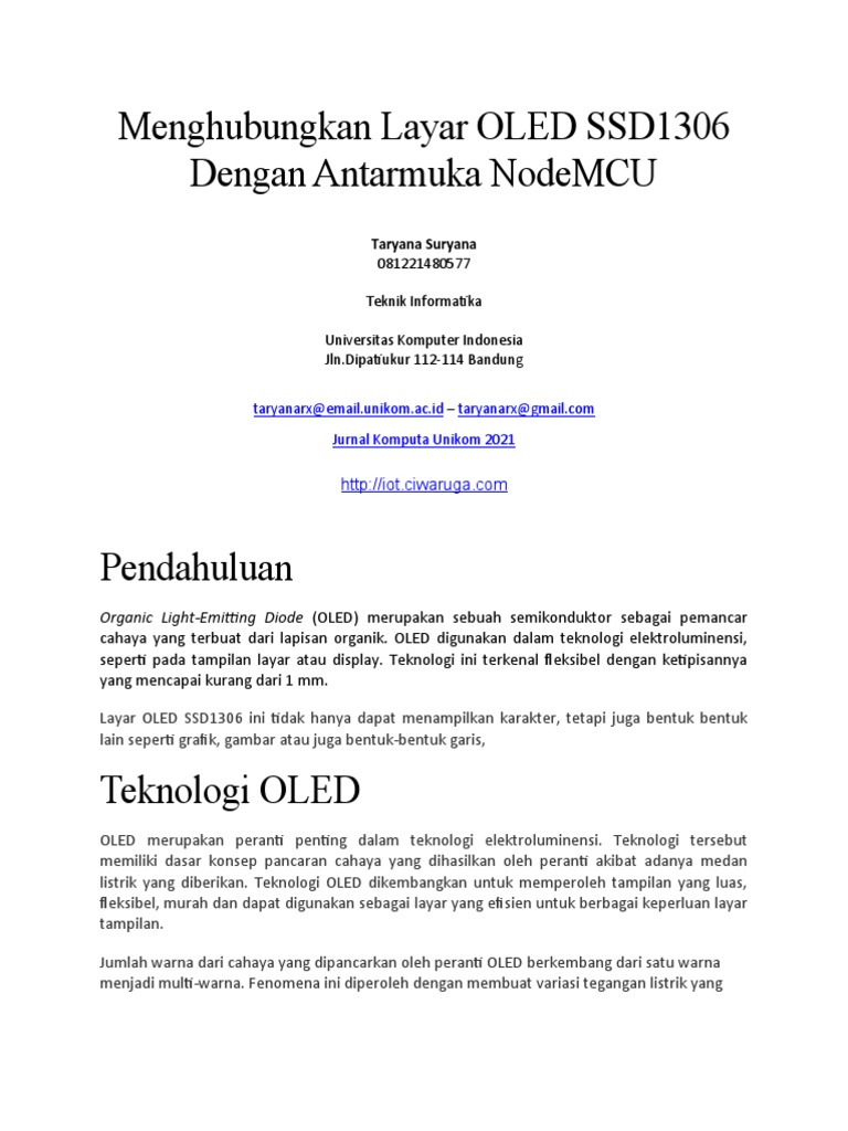 Menghubungkan Layar OLED SSD1306 Dengan Antarmuka NodeMCU | PDF ... Menghubungkan Layar OLED SSD1306 Dengan Antarmuka NodeMCU | PDF ...