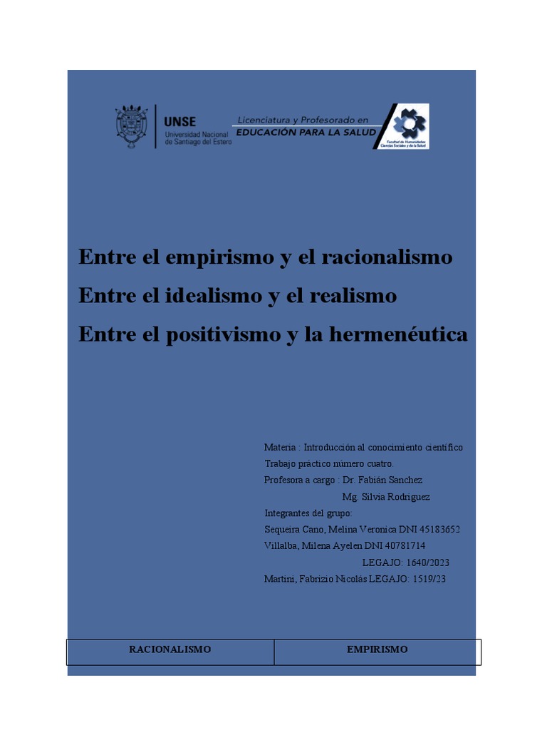 Trabajo Practico N°4 - Introducción Al Conocimiento Científico | PDF | Realismo filosófico ...