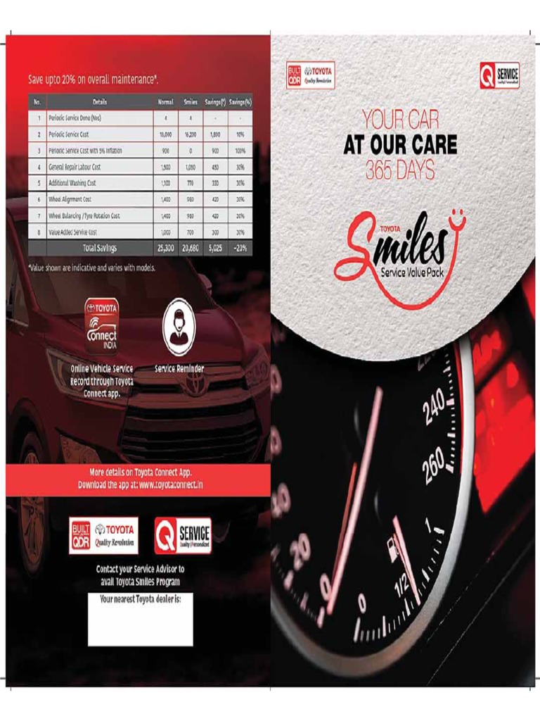 Toyota Smiles Service Value Pack Program Brochure | PDF