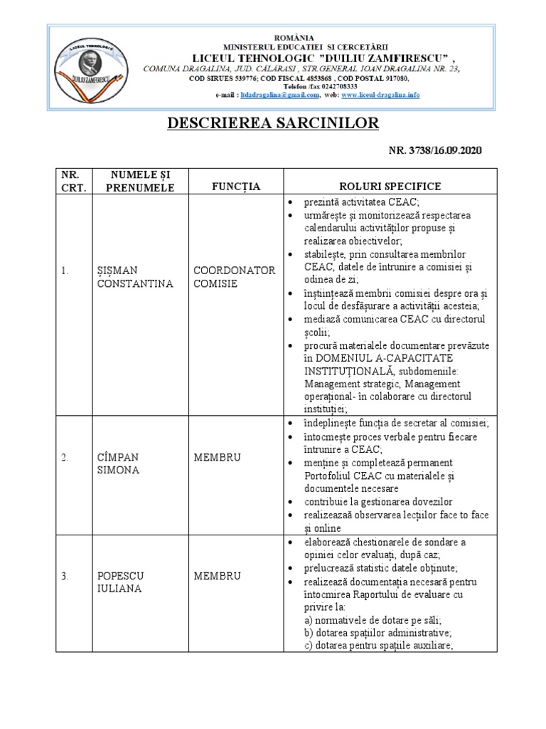 Descrierea Sarcinilor | PDF