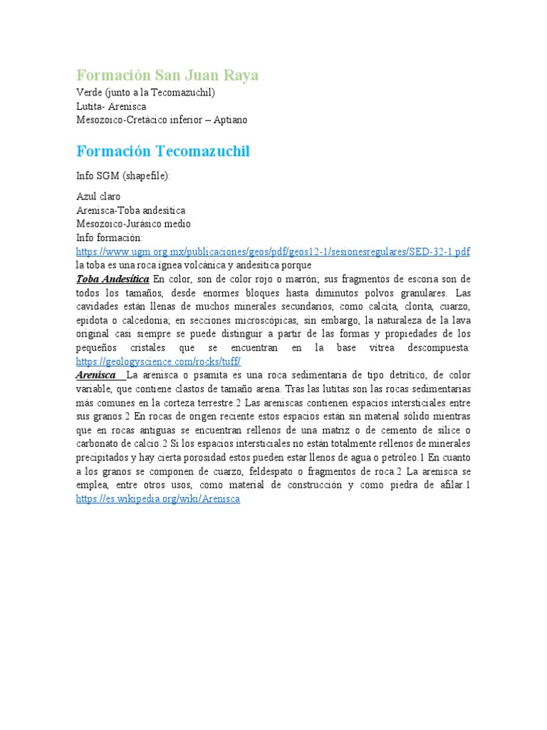 Formación San Juan Raya | PDF