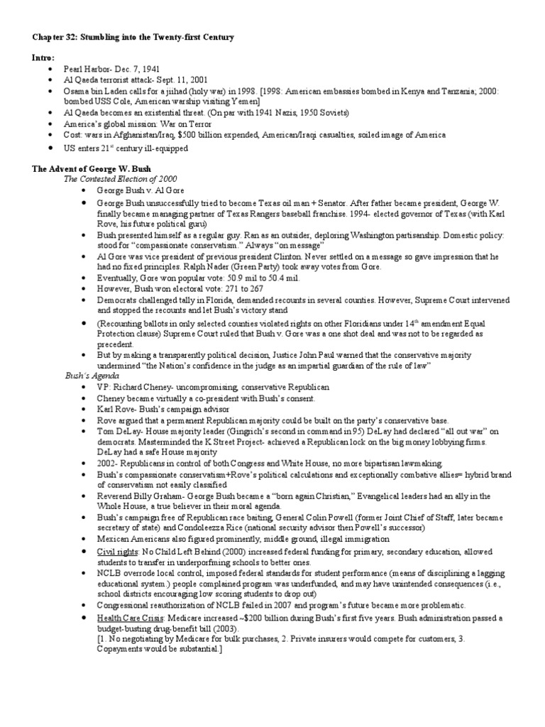 APUSH Chapter 32 | PDF | George W. Bush | American Government