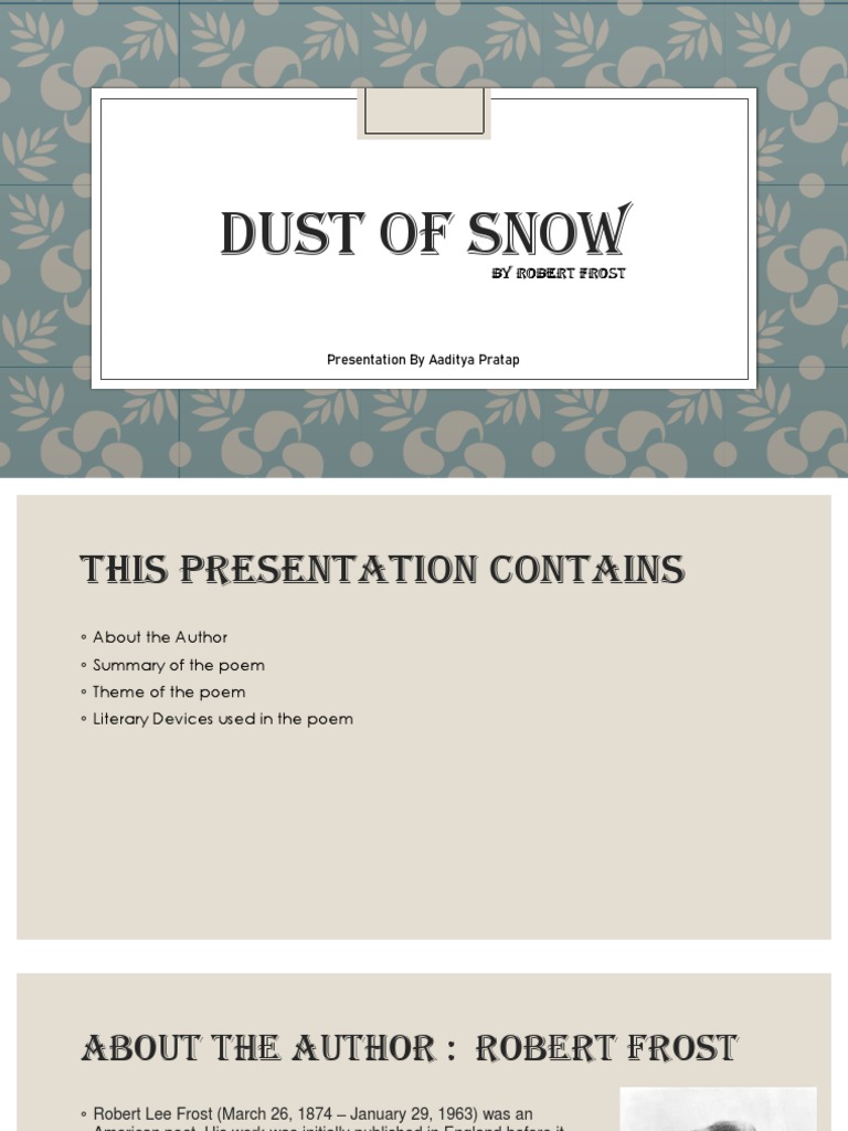 Dust of Snow Project | PDF | Poetry | Writing