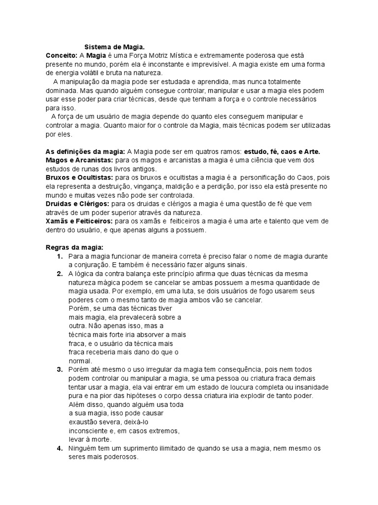 Sistema De Magia Pdf Feitiçaria