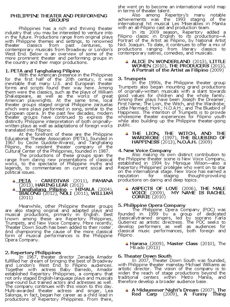 Philippine-Theater-and-Performing-Groups | PDF