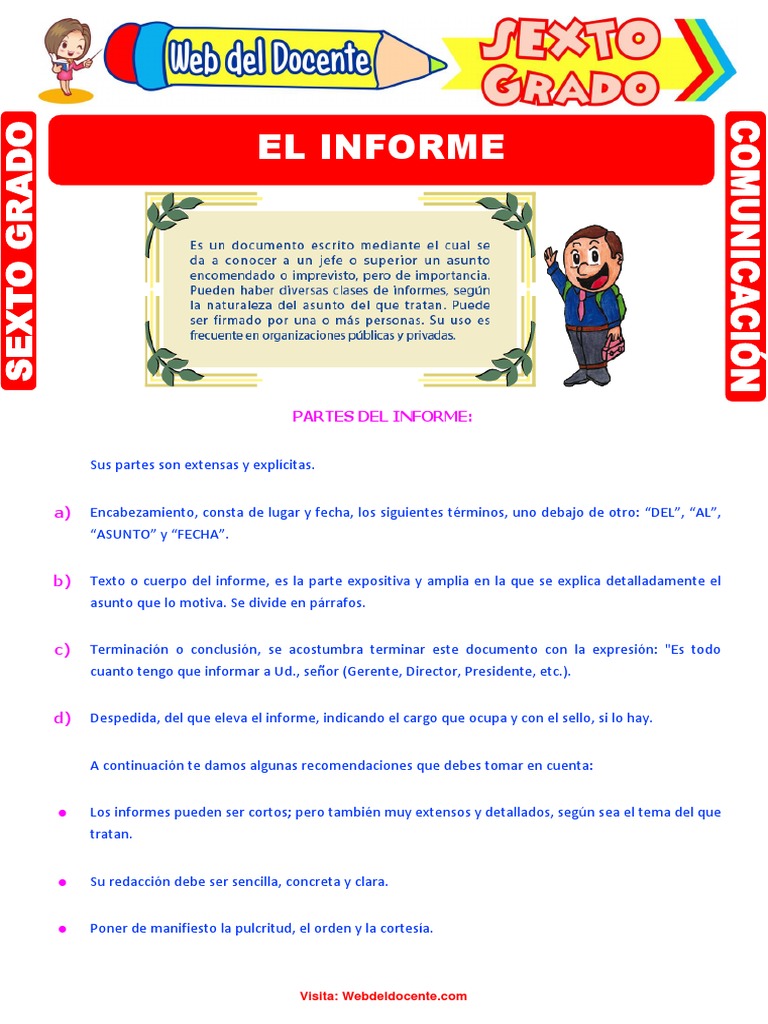 El Informe para Cuarto Grado de Primaria | PDF