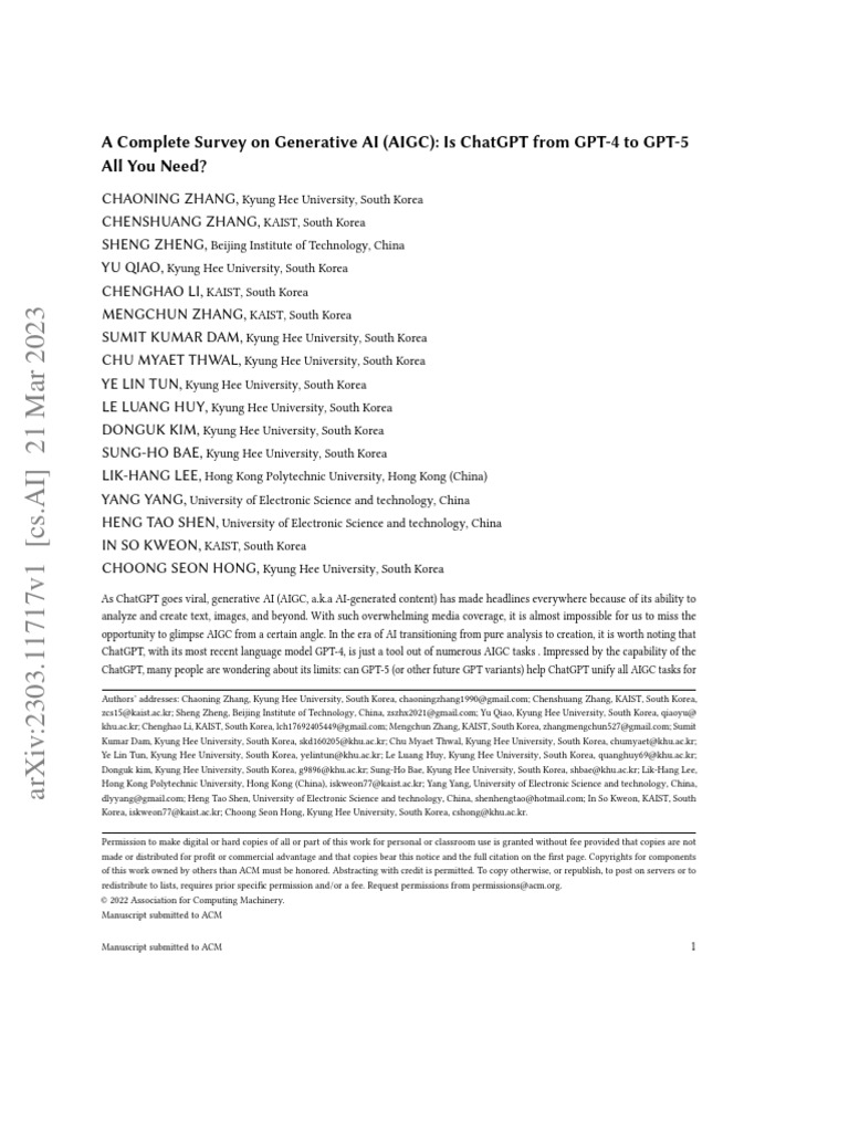 Complete Survey on Generative AI (AIGC)_ Is ChatGPT from GPT-4 to GPT-5_All You Nee | PDF