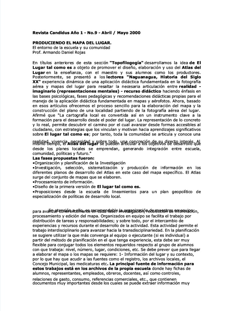 Produciendo El Mapa Del Lugar El Entorno de La Escuela y Su Comunidad ...