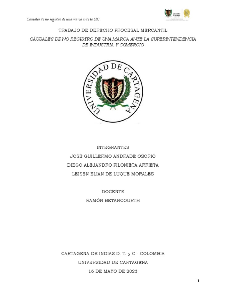 Causales de No Registro de Marca Ante La Sic | PDF