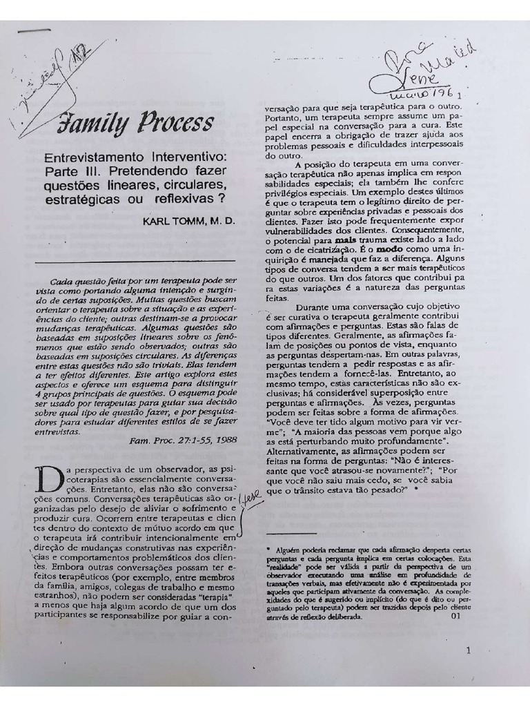 Entrevistamento Interventivo - Karl Tomm | PDF