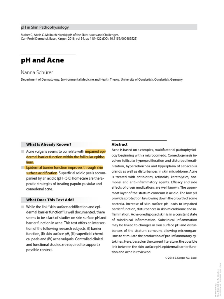 PH and Acne 2018 | PDF | Skin | Epidermis