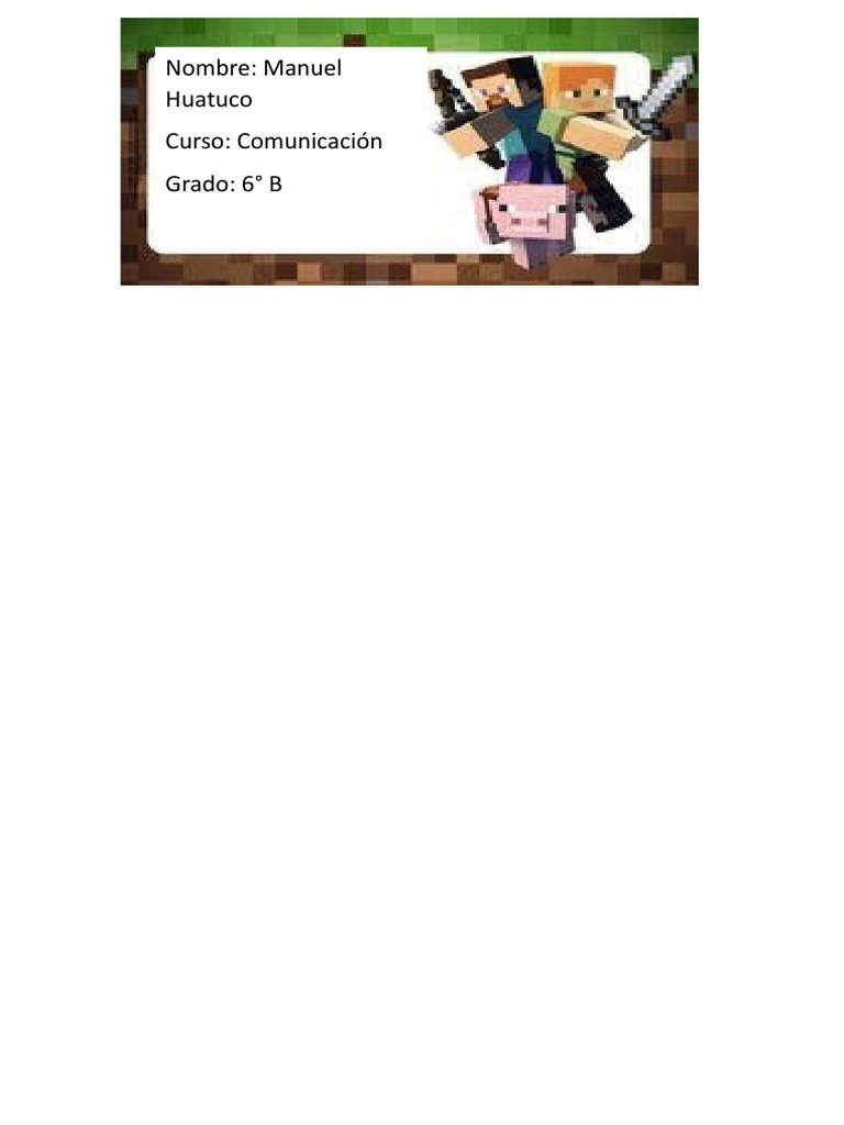 Minecraft Cuaderno Word 1 | PDF