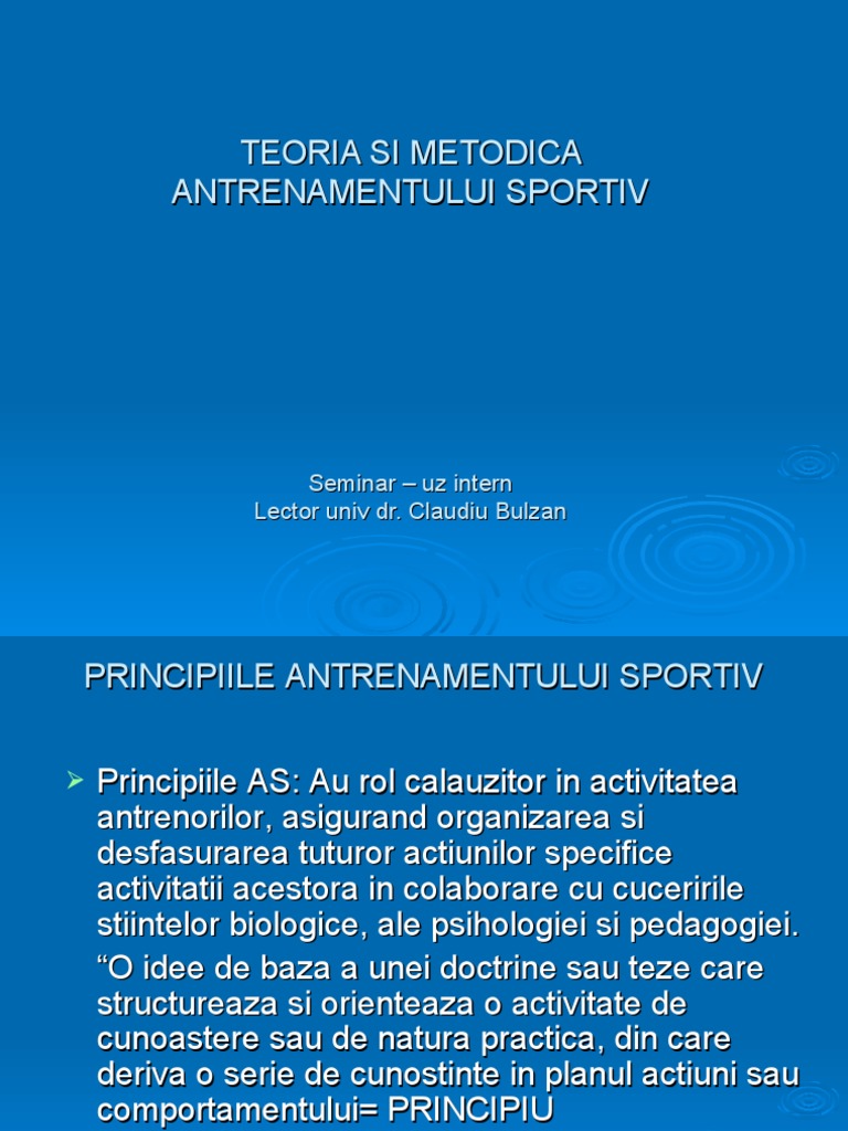 Teoria Si Metodica Antrenamentului Sportiv | PDF