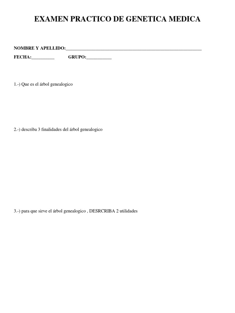 EXAMEN PRACTICO de Genetica Medica 2do Parcial | PDF | Salud y ...