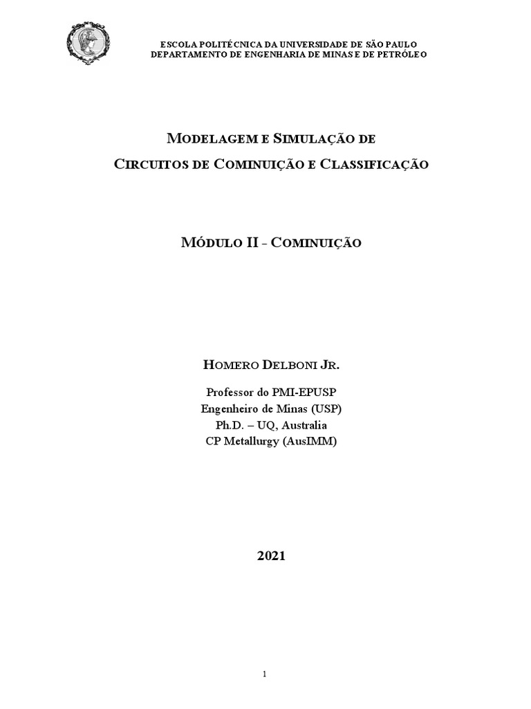 Modelagem e Simulação de Circuitos de Cominuição e Classificação ...