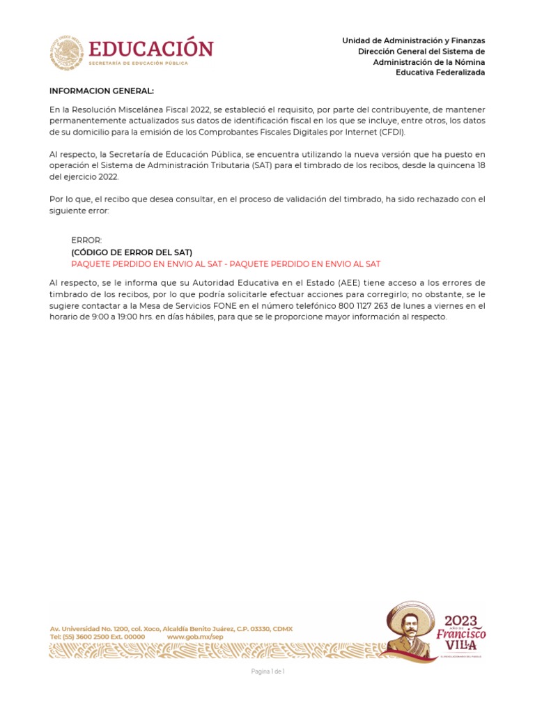 Error de Timbrado en Fone | PDF