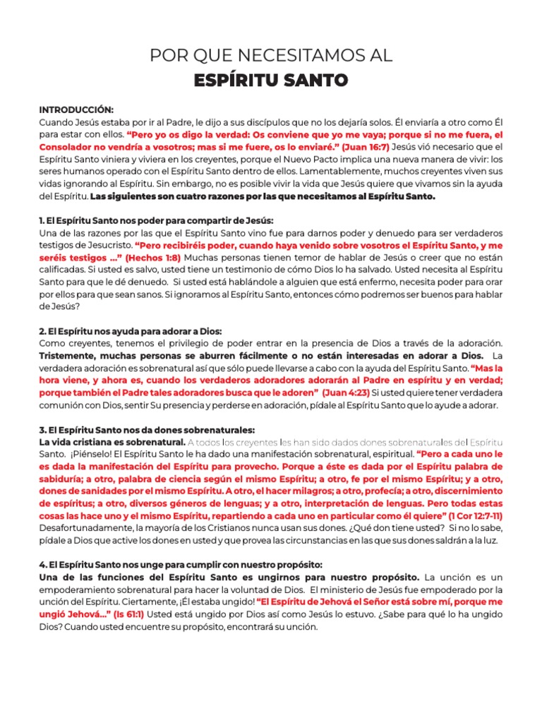 POR QUE NECESITAMOS AL ESPÍRITU SANTO | PDF POR QUE NECESITAMOS AL ESPÍRITU SANTO | PDF