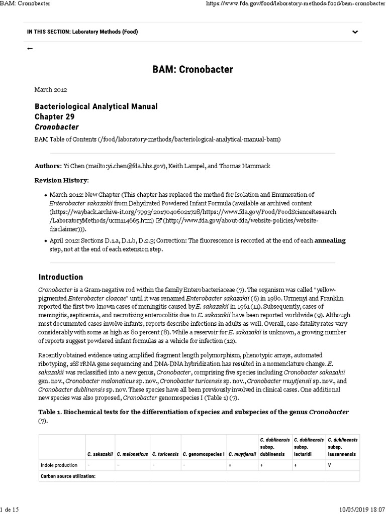BAM Cronobacter | PDF | Polymerase Chain Reaction | Chemistry