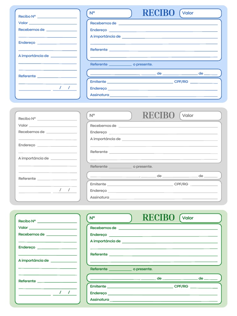 Talão de Recibo Documento A4 Verde Azul e Branco | PDF