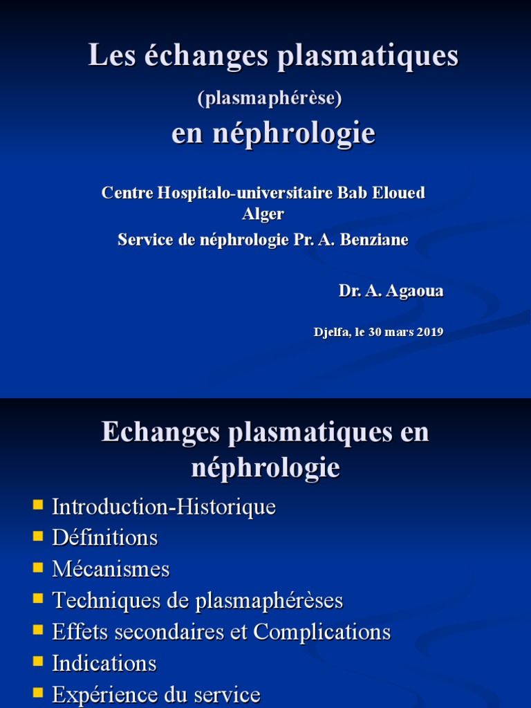 Les Échanges Plasmatiques en Néphrologie | PDF