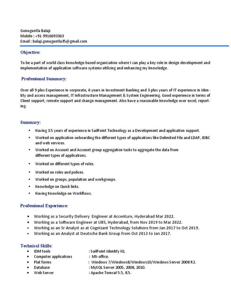 Balaji SailPoint Resume | PDF | Application Software | Databases