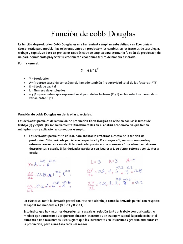 Función de Cobb Douglas | PDF | Producción y fabricación | Negocios económicos