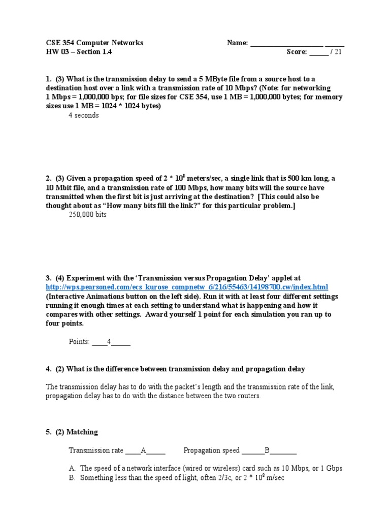 HW 03 | PDF | Packet Switching | Computer Network