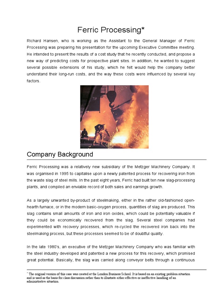 S3 - Ferric Processing Case - Forecasting | PDF | Economies Of Scale | Iron
