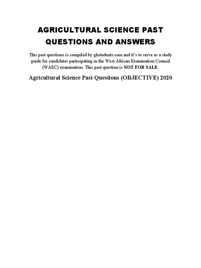 Agricultural Science Past Questions and Answers | PDF