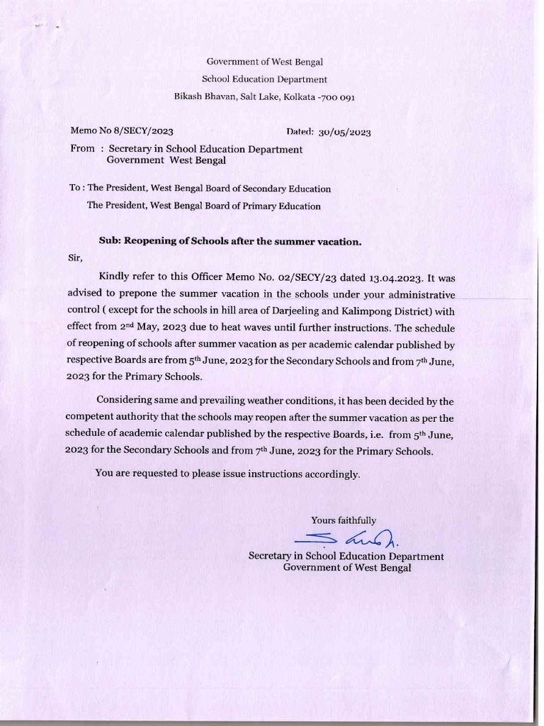 School Reopening Schedule Update | PDF | Wellness