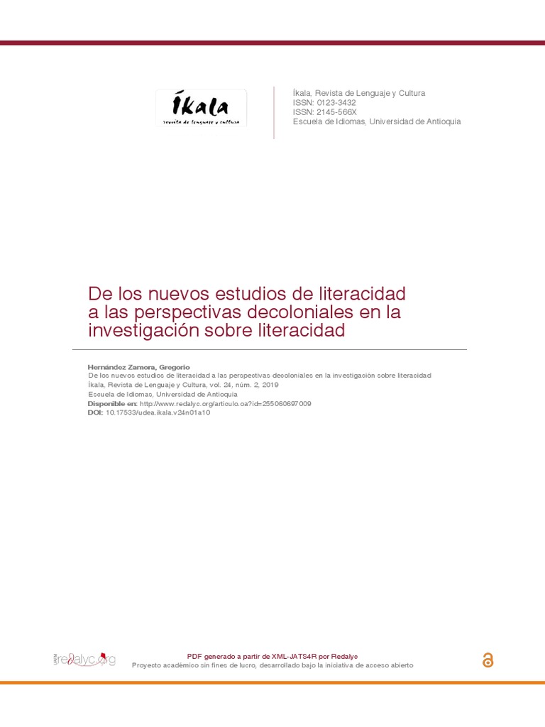 De Los Nuevos Estudios de Literacidad A Las Perspectivas Decoloniales en La Investigación Sobre ...