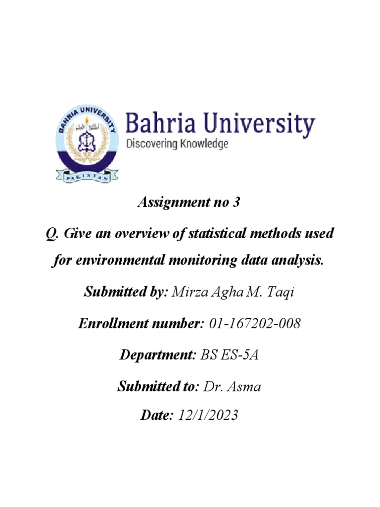 Overview of Statistical Methods Used For Environmental Monitoring Data ...