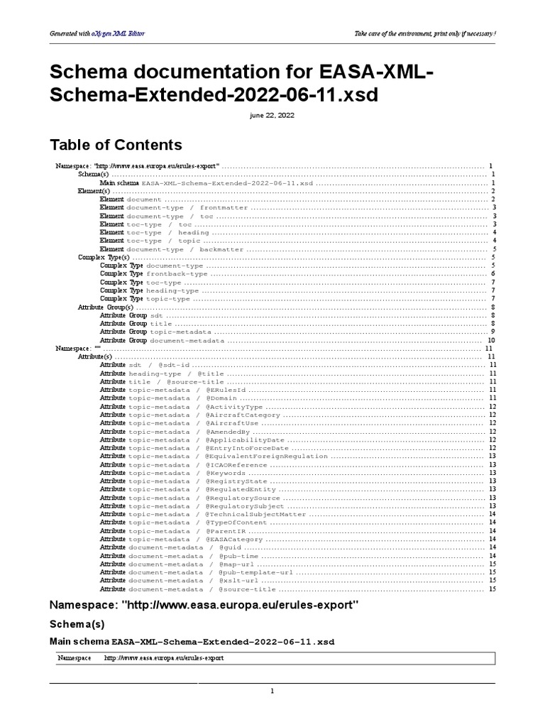 easa-erules-xml-export-schema-description-1.0.0 | PDF | World Wide Web Consortium Standards ...
