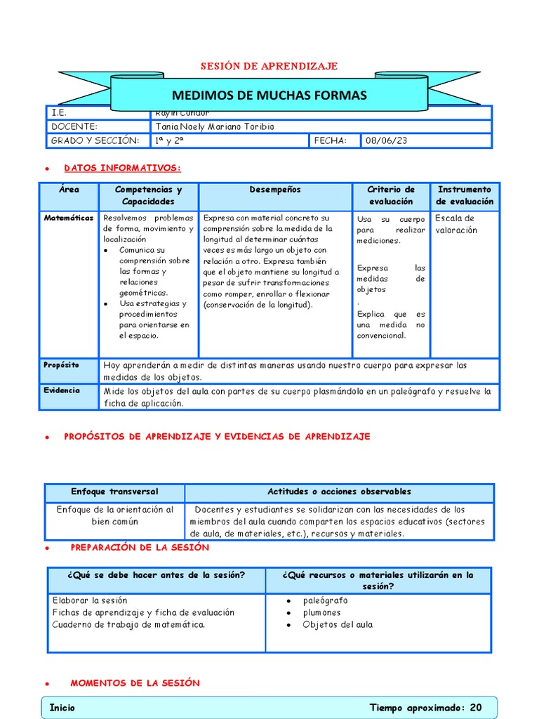 Medición de Longitudes con el Cuerpo | PDF | Evaluación | Aprendizaje